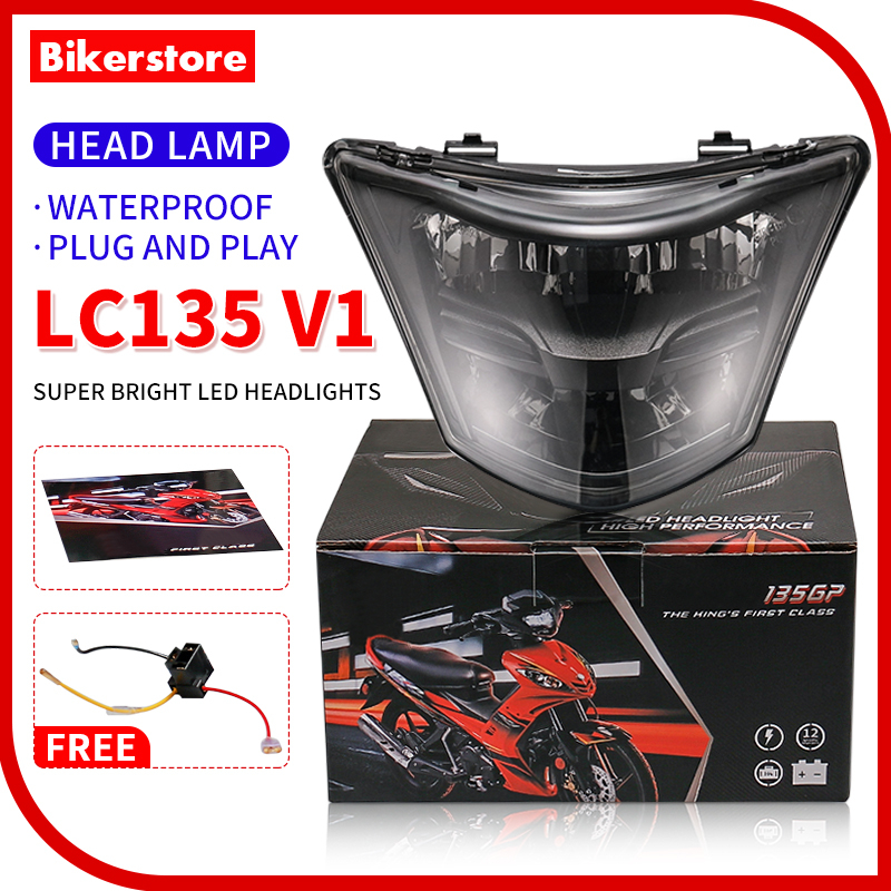 YAMAHA LC135 V1 LED LAMPU DEPAN 135GP LC V1 HEAD LAMP WITH H4 SOCKET SMOKE HEADLIGHTS | Shopee ...