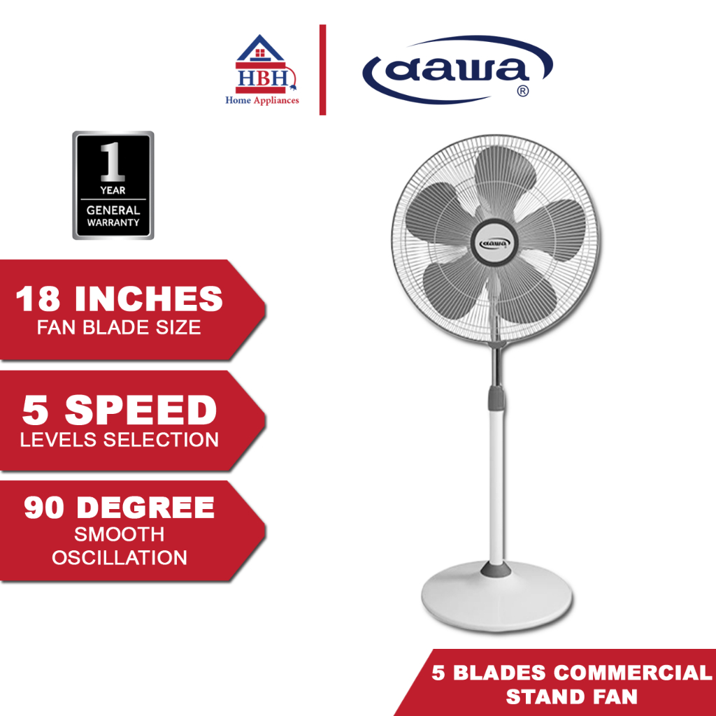 Dawa DSF-185B 18'' 160W 5 Blades 5 Speed Commercial Stand Fan | Shopee ...