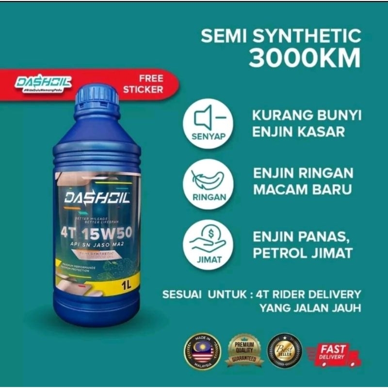 DASH OIL 4T ENGINE OIL / MINYAK HITAM 100% ORIGINAL BRAND DASH OIL HIGH ...