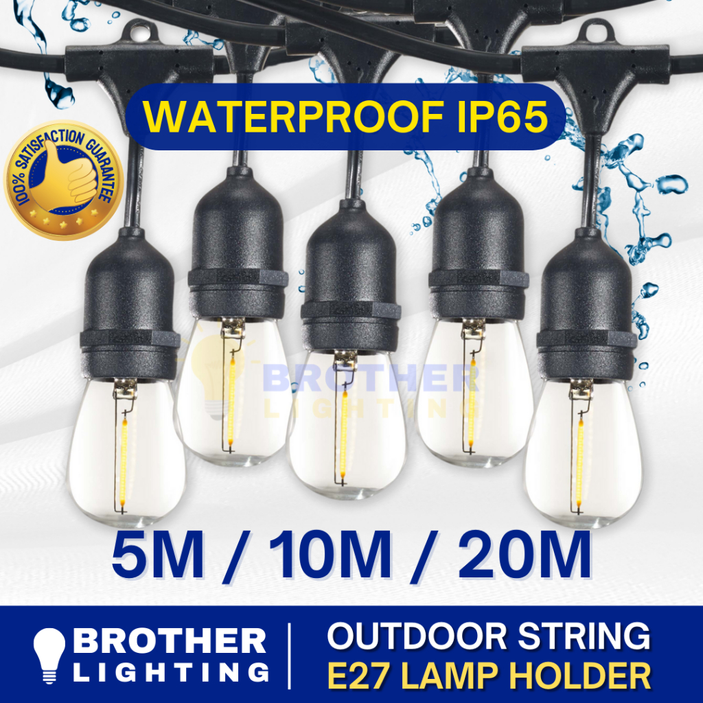 5/10/20 Meter E27 Lamp Holder IP65 Waterproof Outdoor Led String Light ...