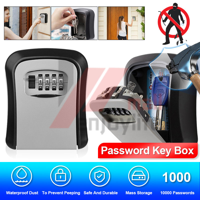 Key Storage Box Wall Mounted Outdoor Safe Box Numbering Lock Box 4 ...