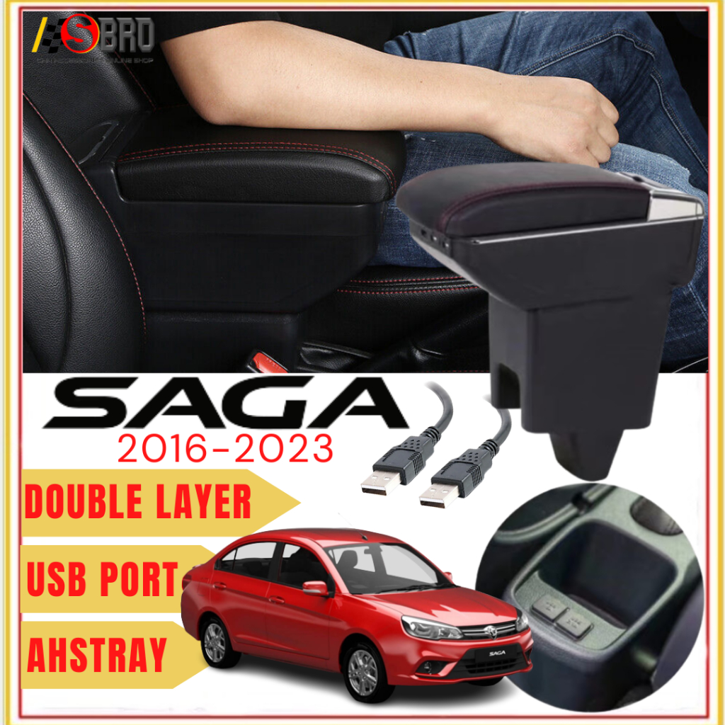 Proton Saga 2016-2023 Armrest Double Layer Adjustable With 7 USB ...