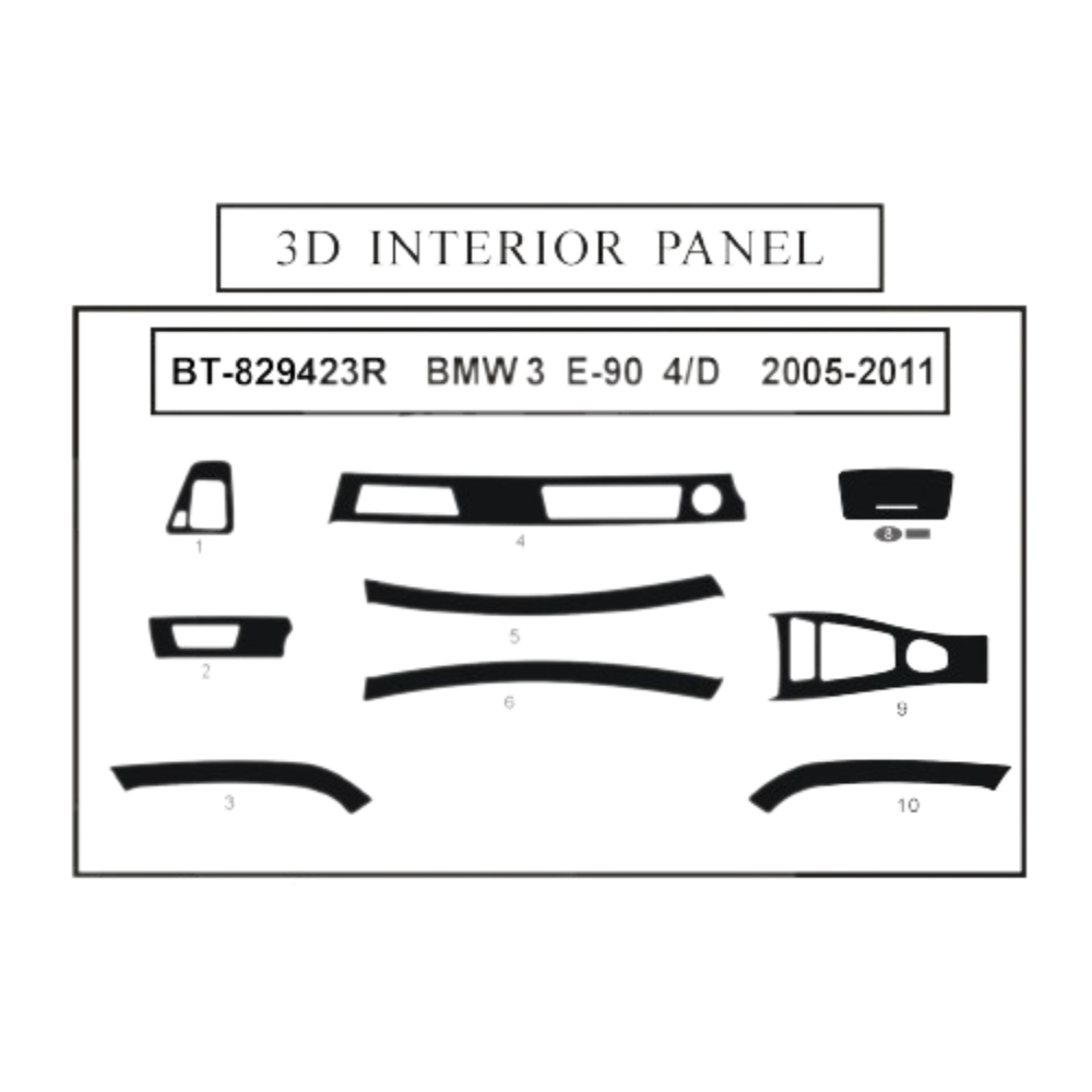 BMW 3 E-90 2005-2011 3D Carbon Fiber Interior Dashboard Trim Dash ...