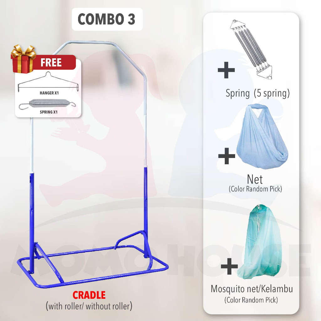 (NEW DESIGN) MOMO HOUSE Baby Spring Cot Stand/ Buaian Bayi/ Baby Cradle ...