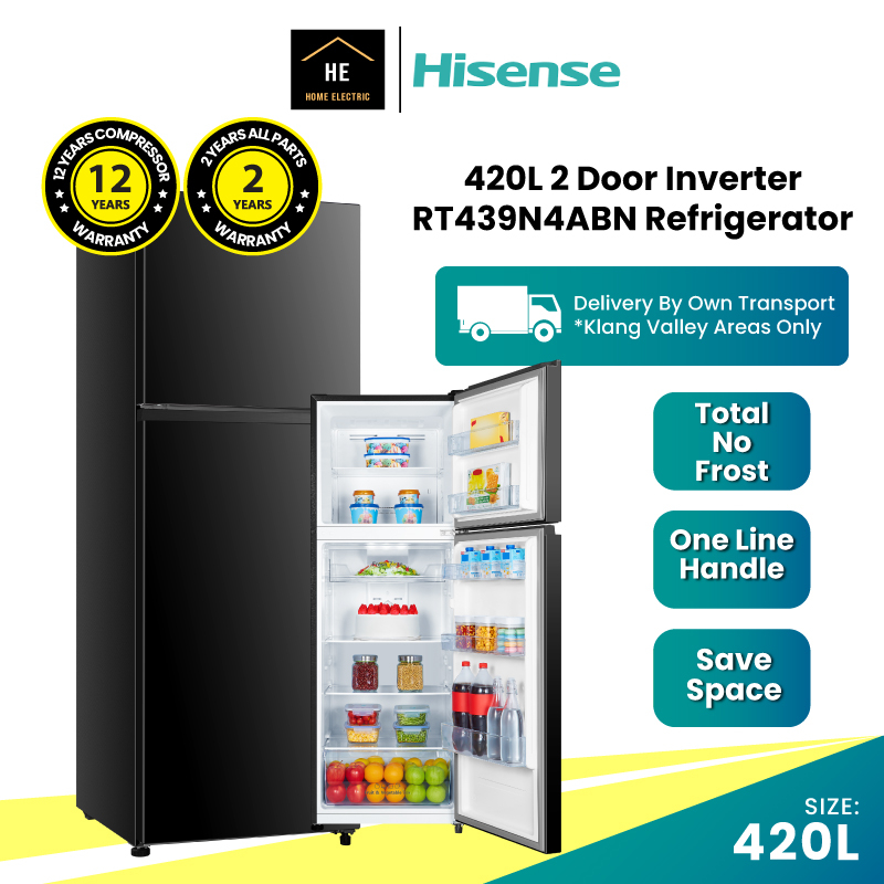 HISENSE 420L 2 Door INVERTER RT439N4ABN Refrigerator Fridge Peti Sejuk Peti Ais 冰橱 冰箱 | Shopee ...