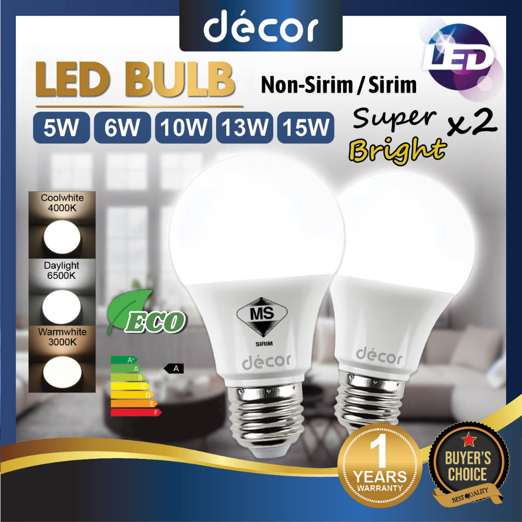 [SIRIM APPROVED] LED BULB E27 6W / 10W / 13W Super Bright Light Bulb LED Light Lamp Bulb Mentol ...