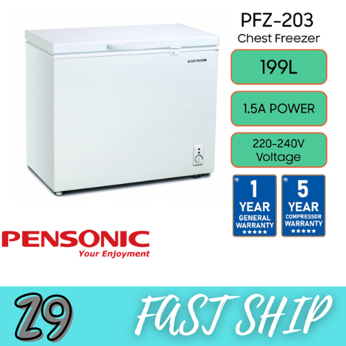 Pensonic 200L Chest Freezer with White Plastic Interior PFZ-203 ...