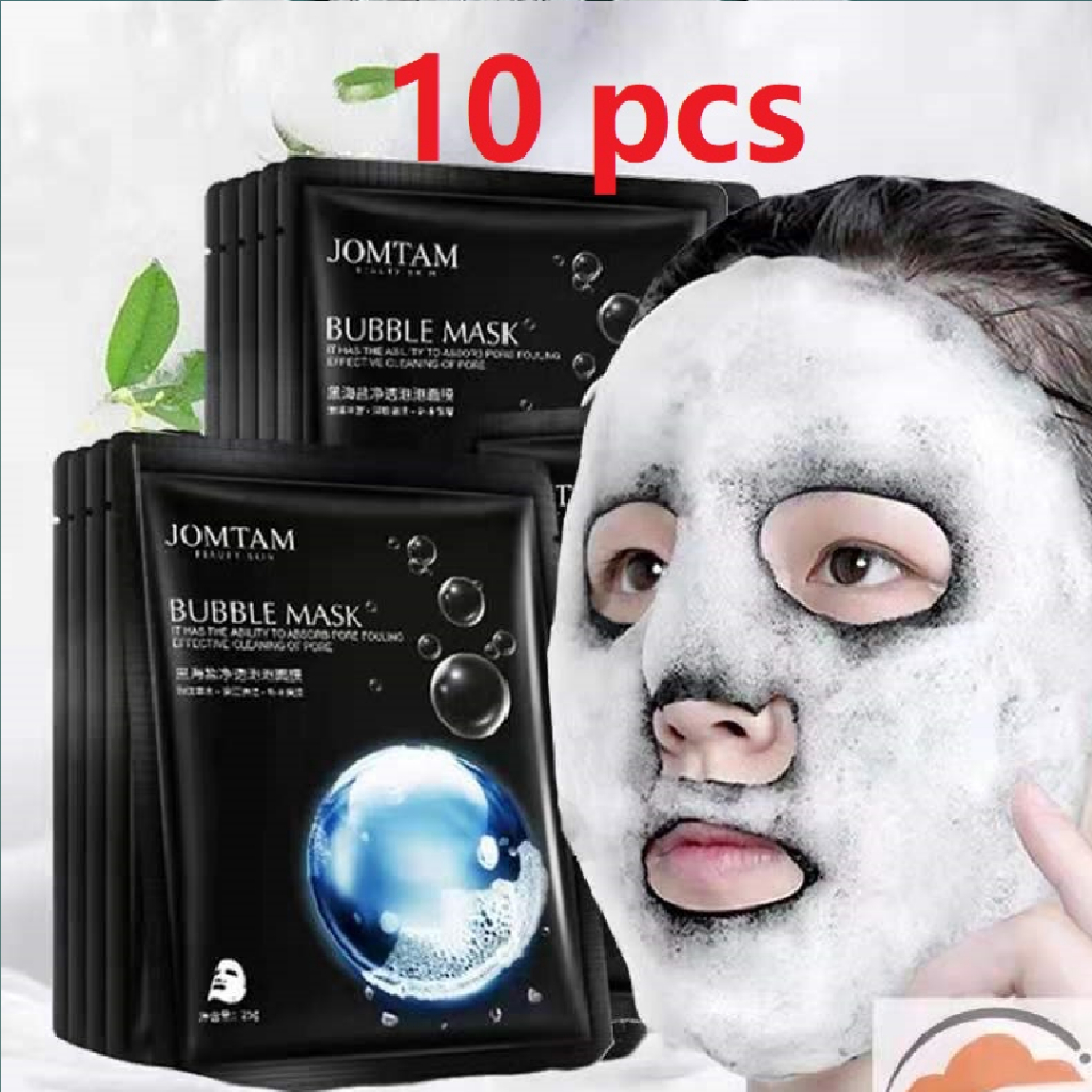 (10pcs) Bubble Amino Acid Bamboo Charcoal Deep Pore Facial Mask muka ...