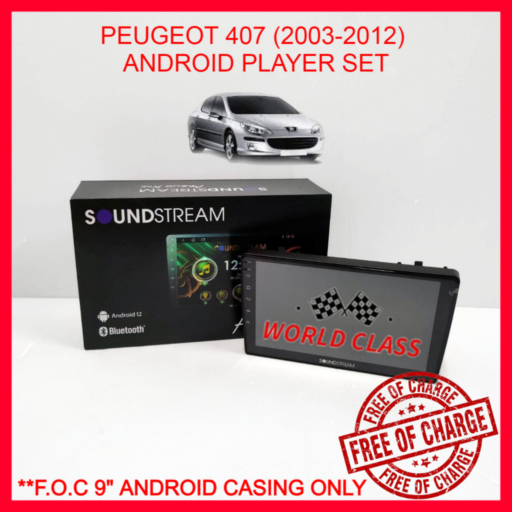PEUGEOT 407 (2003-2012) 9" SOUNDSTREAM ANDROID IPS PLAYER FULL HD ...