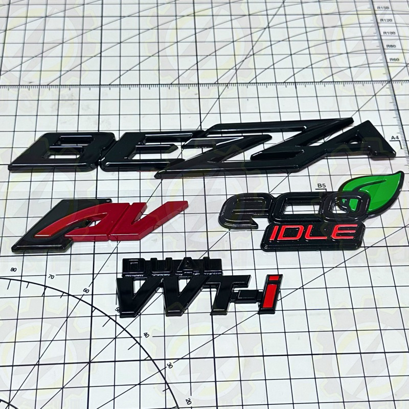 🌟SET FOR 4 ITEM🌟 GLOSSY BLACK PERODUA BEZZA 2020 WORDING LOGO / BADGE ...