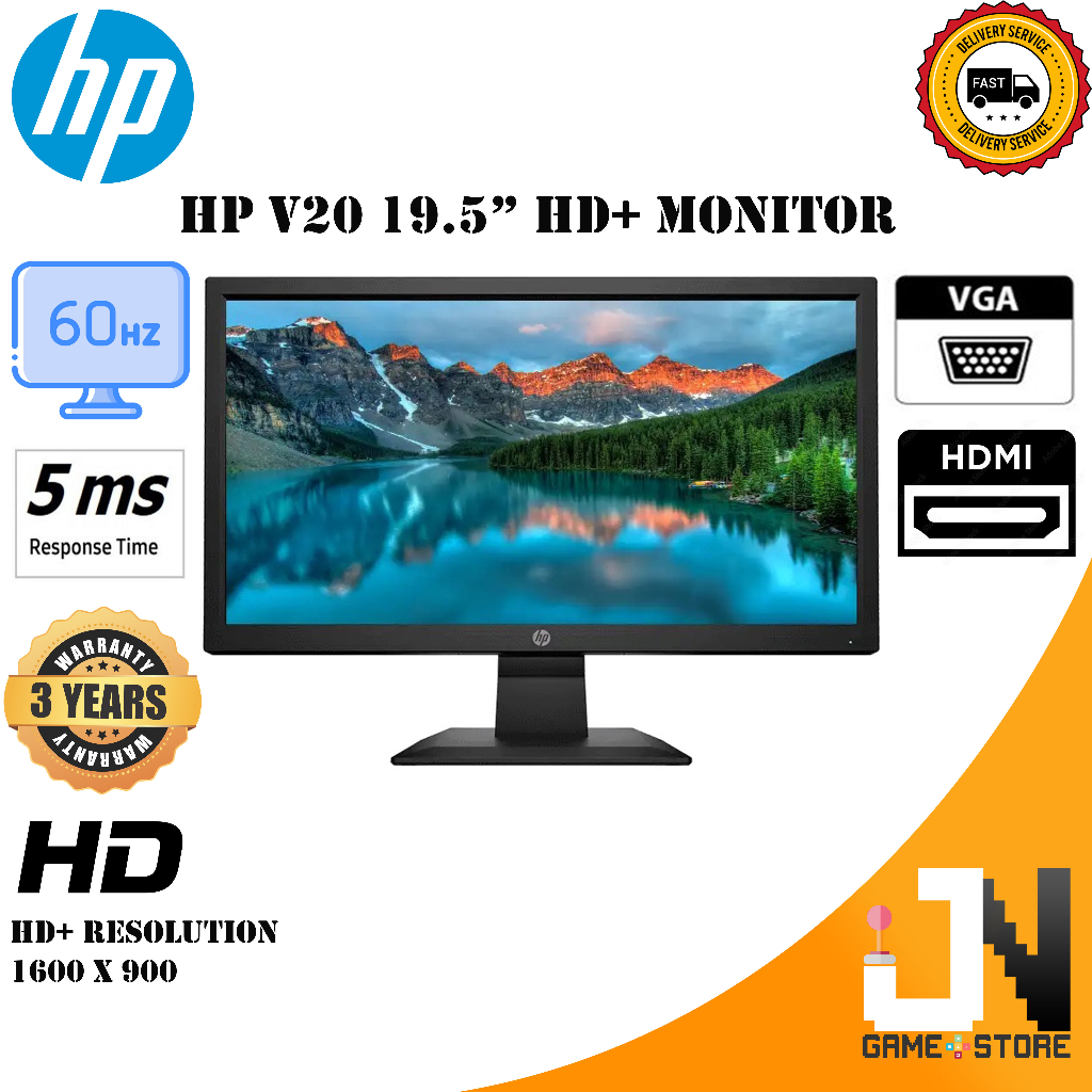 HP Monitor V20 LED HD+ Backlit HD / Monitor Anti Glare 1H849AA /Support ...