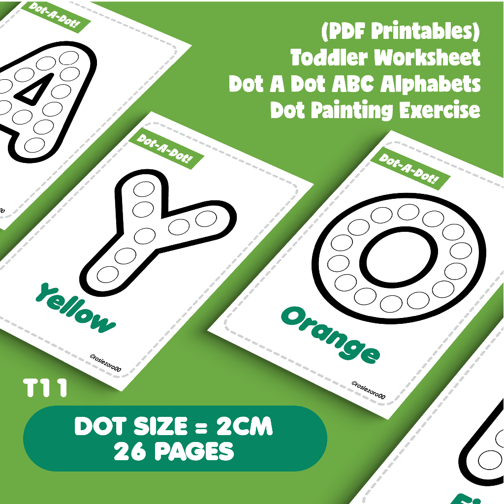 T11 (PDF Printables) Toddler Worksheet Dot A Dot ABC Alphabets - Dot ...