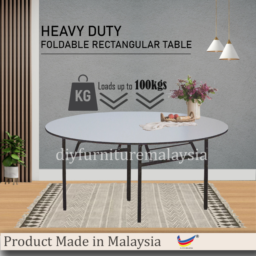 Foldable Round Table | Round Banquet Table 4ft/5ft/6ft (GREY) | Round ...
