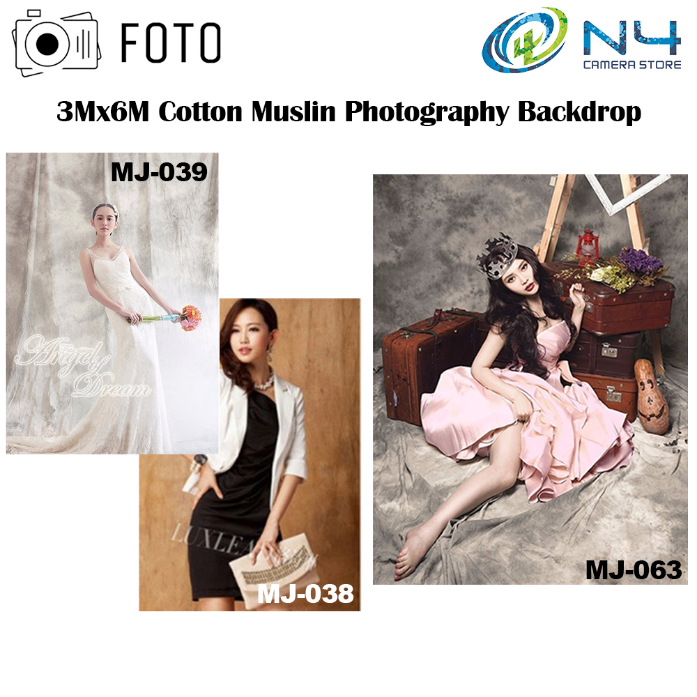 FOTO 3Mx6M Cotton Muslin Photography Backdrop Portrait Photo Shoot Studio Background | Shopee ...