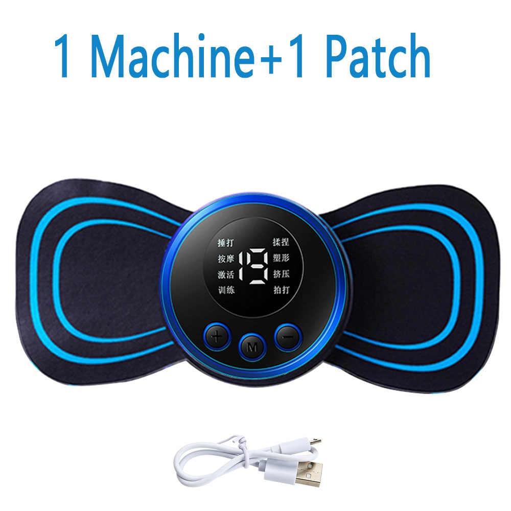 FJONE LCD Display 8 Mode EMS Mini Electric Pulse Neck Masager Cervical ...