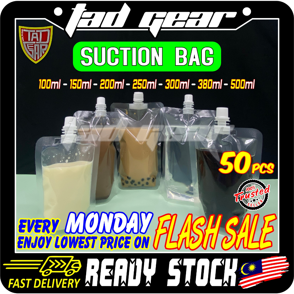 50pcs Transparent Suction Drink Bag Bubble Tea Suction Bag Drinks ...
