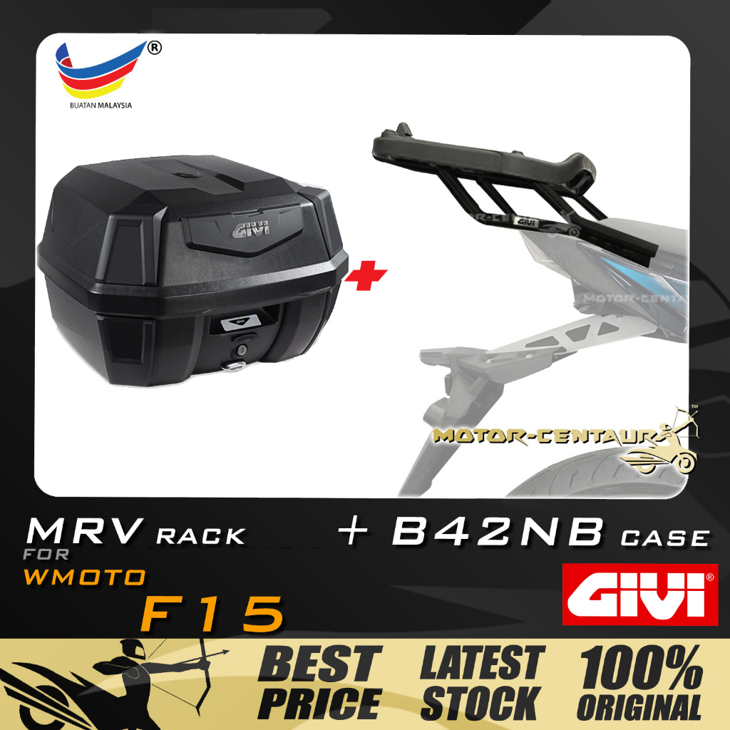 SET KOMBO KOTAK/BOX GIVI B27/B32/B33/B42/B45/E43/E250/E30 TOP CASE + GIVI WMOTO F15 MV/MRV ...