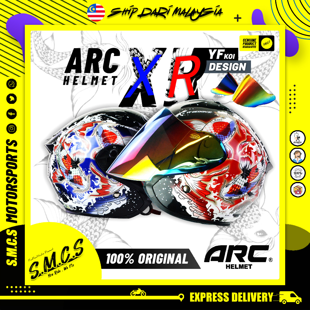 ARC YF KOI XR Helmet 100% Original Sirim | Topi Keledar ARC Ikan Helmet ...
