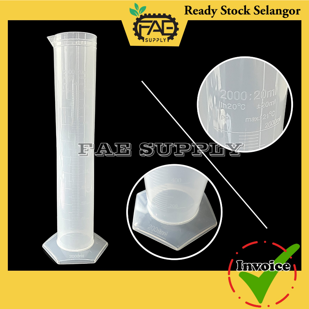 measuring cylinder plastic 1000ml 2000ml silinder penyukat | Shopee ...