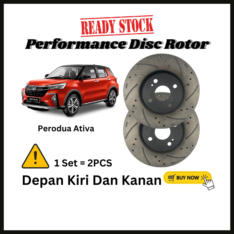Perodua Ativa Toyota Raize 1.0 Front Performance Disc Rotor Slotted ...