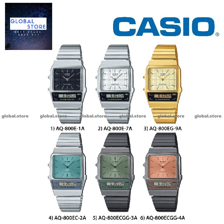 Casio Vintage AQ-800 Stainless Steel Band Unisex Watch AQ800E-1,AQ800E ...