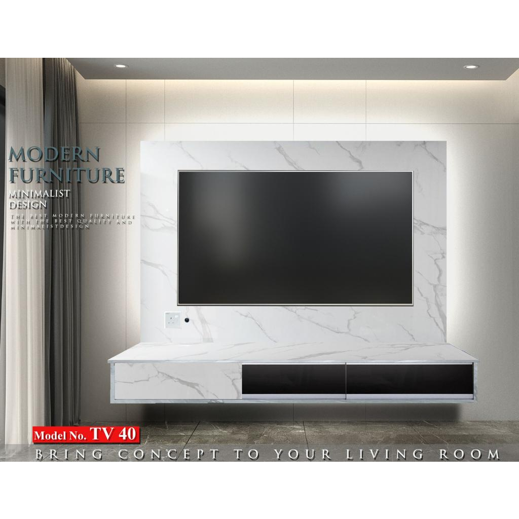 [TSB-TV40]6FT TV Cabinet with LED Light & Solid Wall/6 Kaki Kabinet TV ...