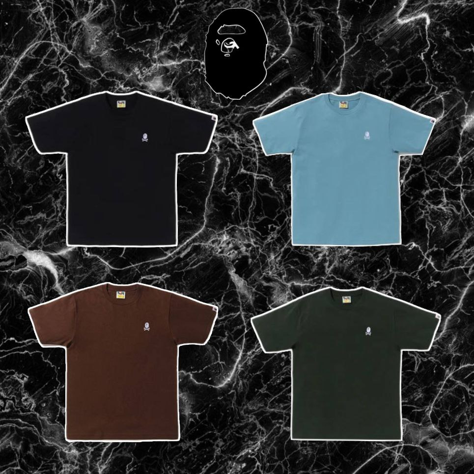 BAPE EMBROIDERY BONE HEAD CHEST LOGO TEE | Shopee Malaysia