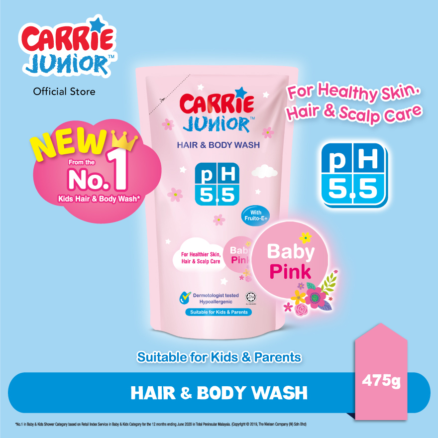 Carrie Junior pH5.5 Hair & Body Wash - Baby Pink (700g/475g) | Shopee Malaysia