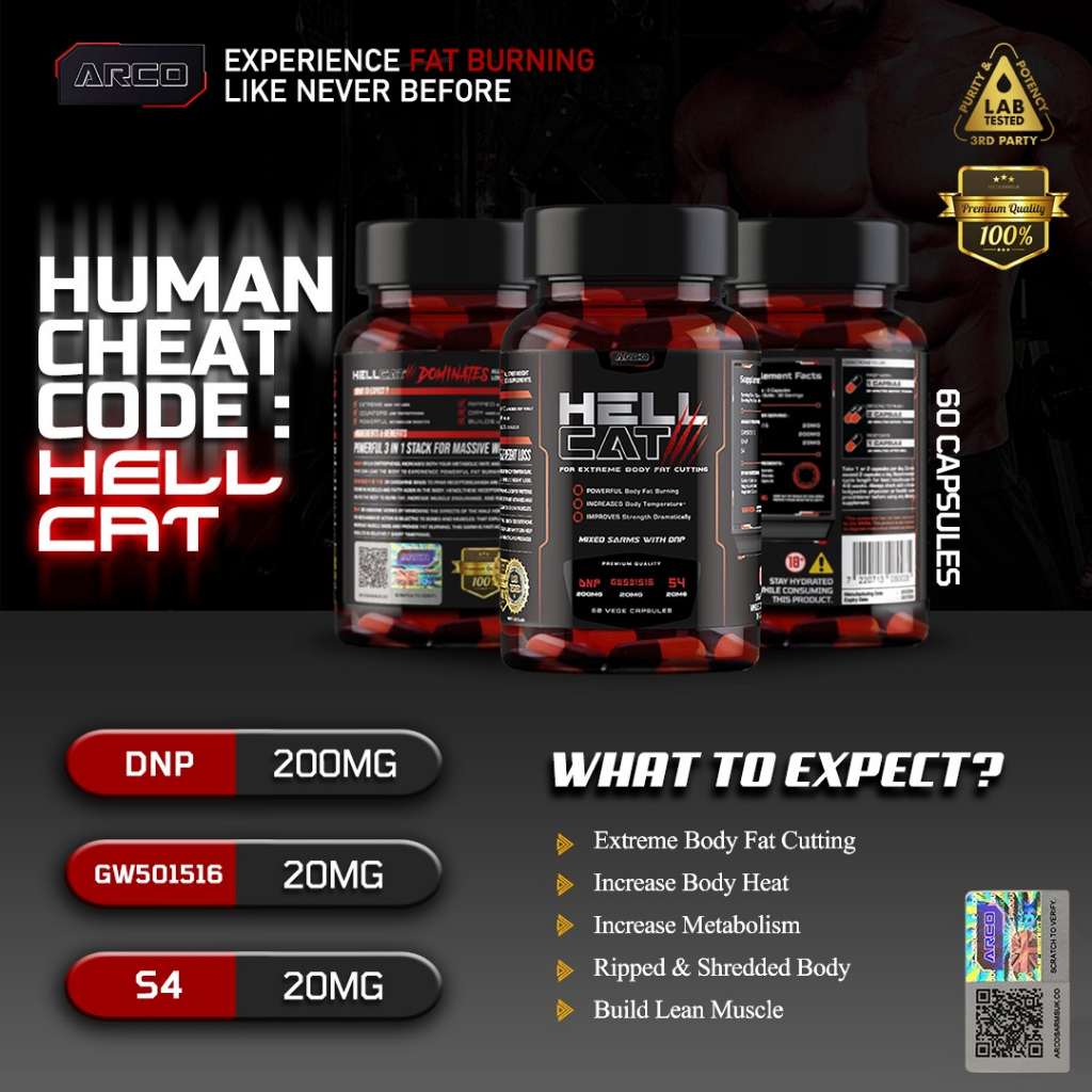 SARMS HELLCAT Arcosarms [GW501516 + DNP + S4] 60 Capsules Mixed Sarms ...