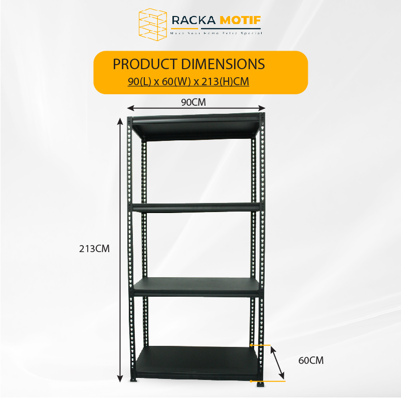 Rack A Motive BOLTLESS RACK TEXTURE BLACK 4 Level Boltless Rack Storage ...