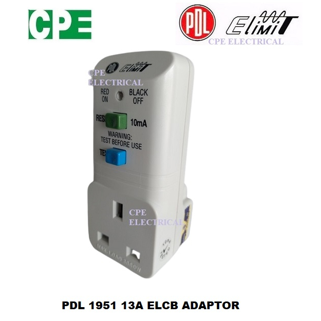 PDL ELIMIT 1951 13A 10mA Plug-in RCD ELCB Adaptor by Schneider Electric ...