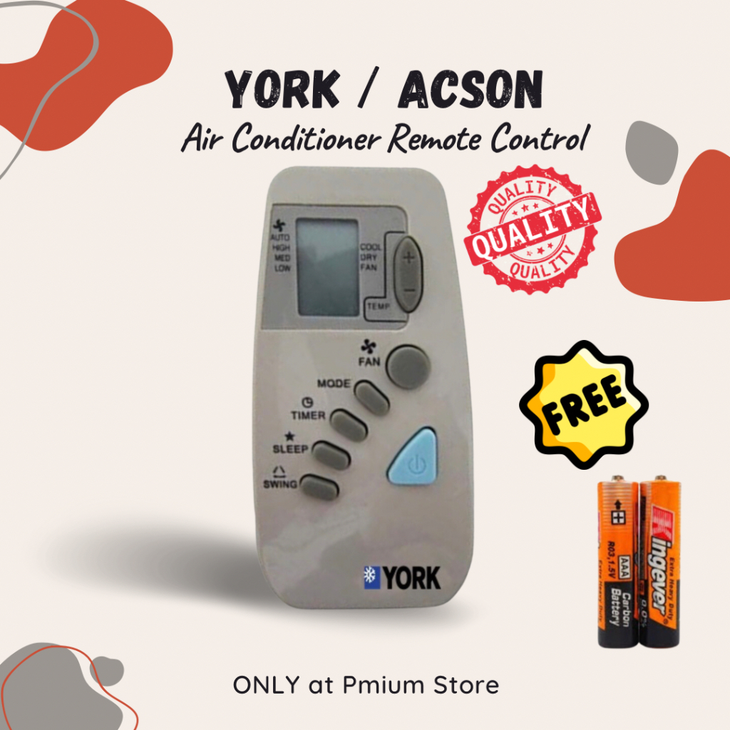 York Acson Air Conditioner Aircond Remote Control 冷气遥控器 | Shopee Malaysia