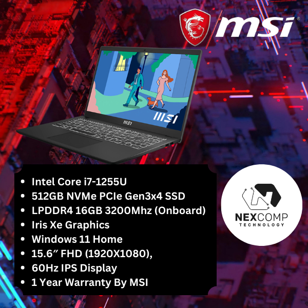 MSI Modern 15 B12M 064 NOTEBOOK LAPTOP | Shopee Malaysia