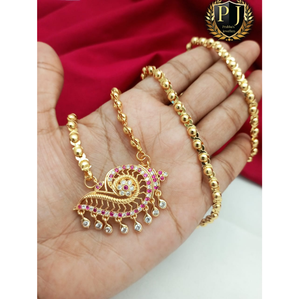 Gold Plated Traditional Impon Jewelry Sangu Design Stone Dollar with ...