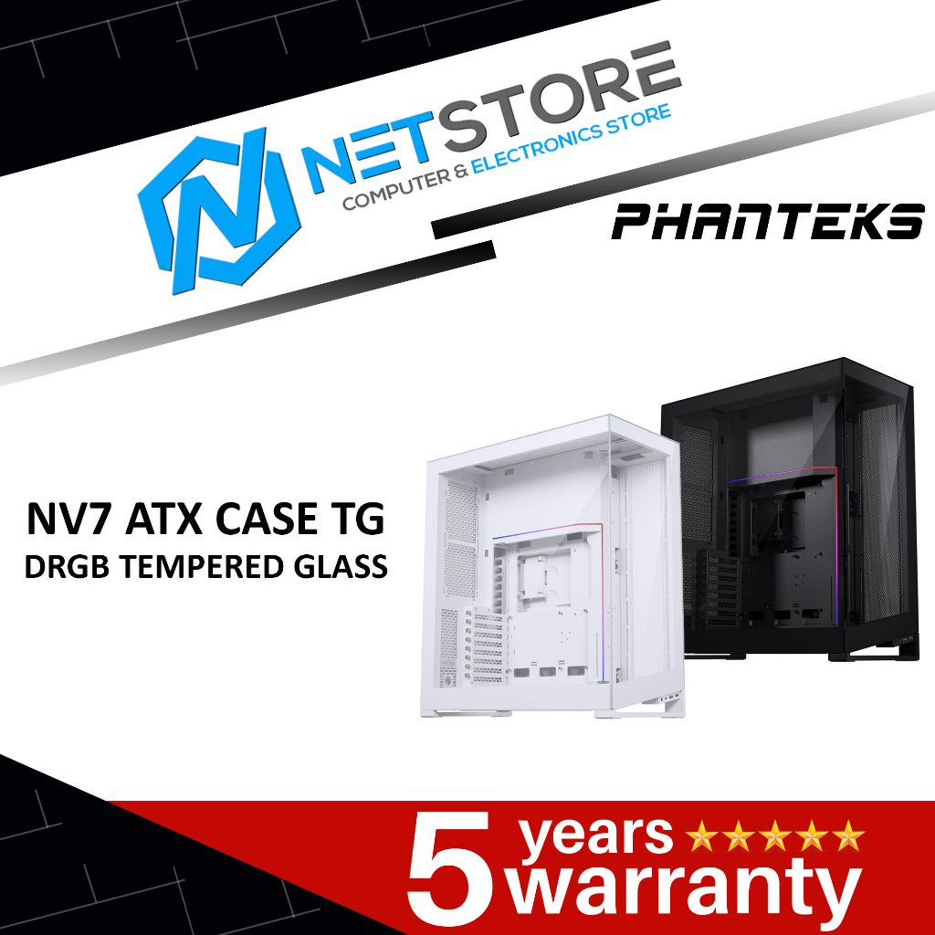 PHANTEKS NV7 ATX CASE TG DRGB TEMPERED GLASS (BLACK, WHITE) | Shopee ...