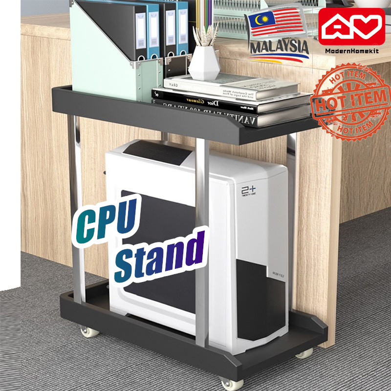 360 Rotating Computer Case Holder CPU Stand PC Base Trolley With Wheels ...