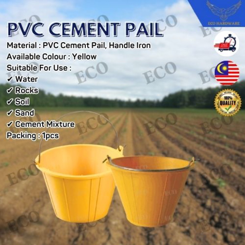 Heavy Duty PVC Yellow Cement Pail Steel Handle Cement Bucket Pail Baldi ...