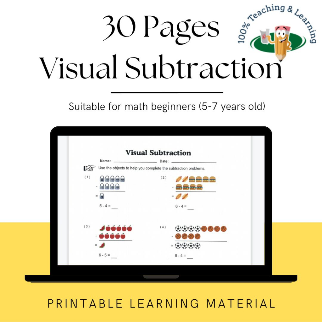 Visual subtraction mathematics worksheet | Shopee Malaysia