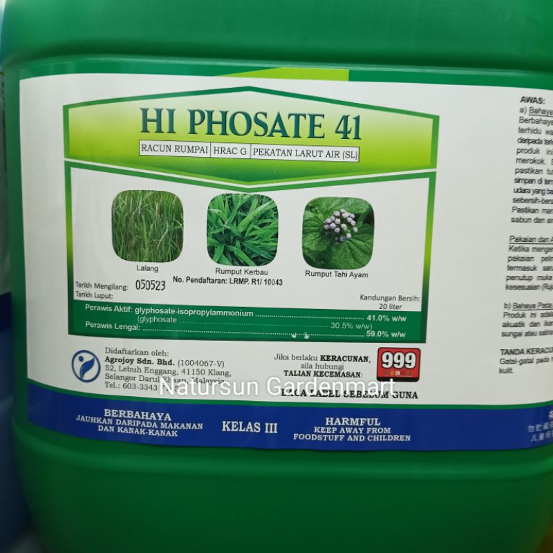(Rumput) 20L Hi Phosate 41/Agrojay/Ecomax/Ken-up/Glitz/Challenge ...