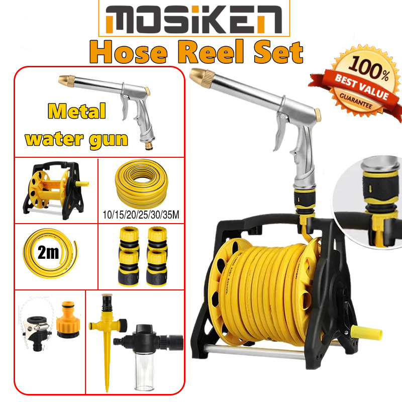 Mosiken Garden Hose Reel Set Water Pipe Roller 15m to 35m Bracket ...