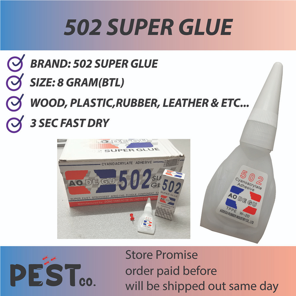 502 Super Glue 3 Second Strong Super Glue (8gram) All Purpose Gam Kuat ...
