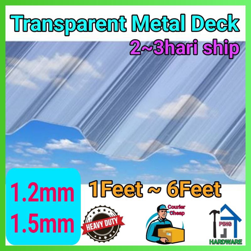 (Ready stock)ATAP CERAH LUSTSINAR(2Feet~7Feet) 1.2mm/1.5mm/ Metal Deck ...