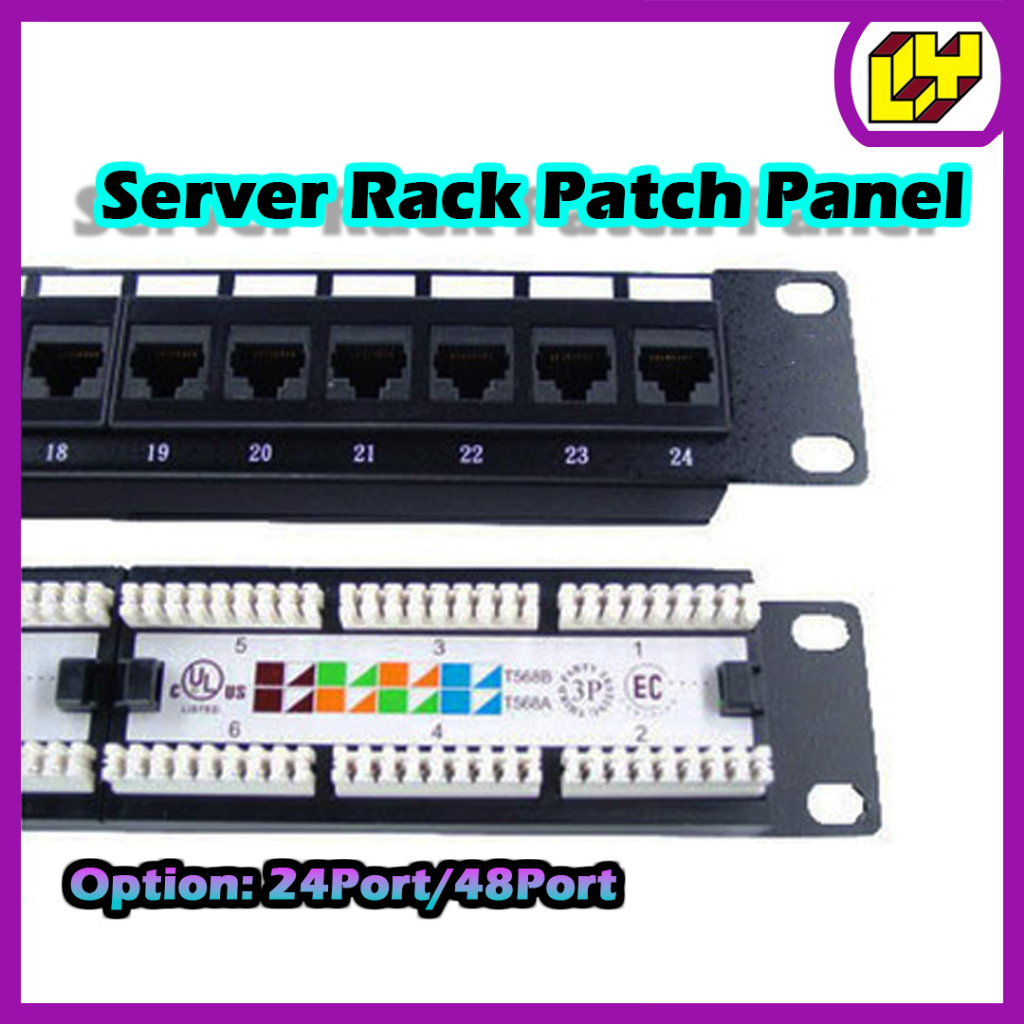 Ethernet RJ45 CAT6 Patch Panel 24 Port UTP with 1U Standard of 19 inch ...