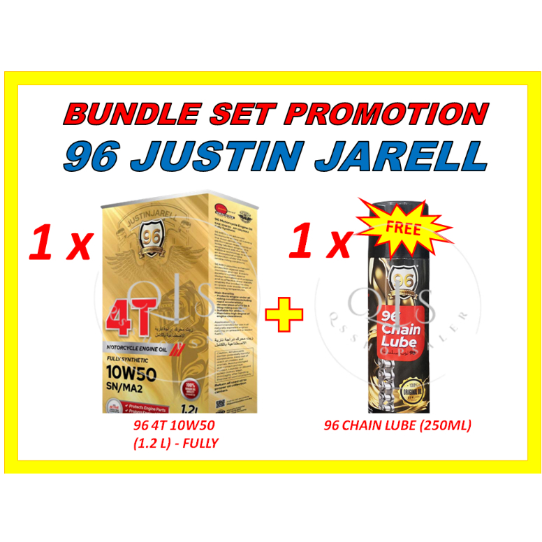 96 JUSTIN JARELL 4T FULLY SYNTHETIC WITH 96 CHAIN LUBE SET / PROMOTION ...