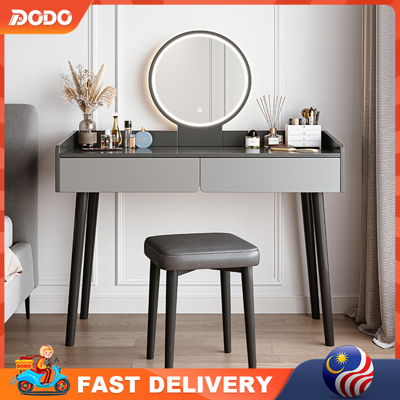 【NEW】 Lights Dressing Table With LED Mirror Meja Solek With Drawer ...