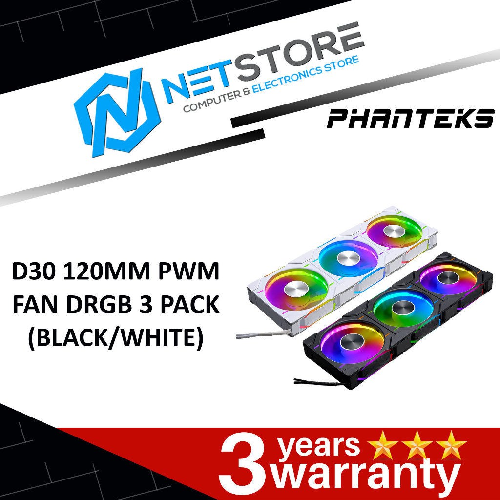 PHANTEKS D30 120MM PWM FAN DRGB 3 PACK (BLACK/WHITE) | Shopee Malaysia