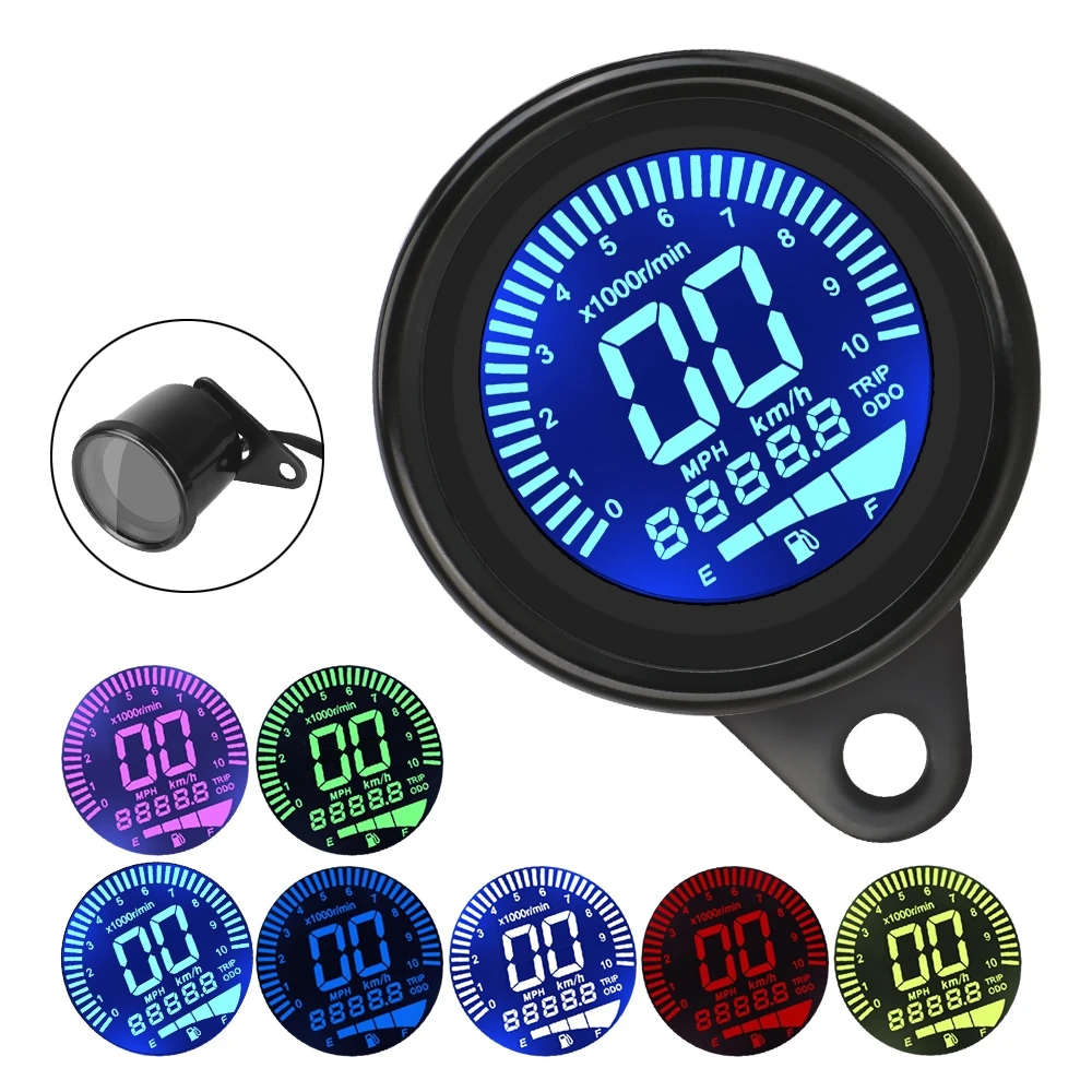 DIGITAL METER LED LCD Speedometer Meter Universal Fit Semua Motor RPM ...