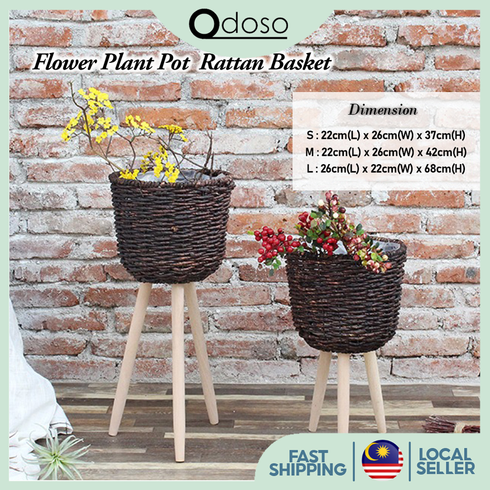 ODOSO Pot Rack 018 Flower Plant Pot Bakul Rotan Pasu Berkaki Bekas ...