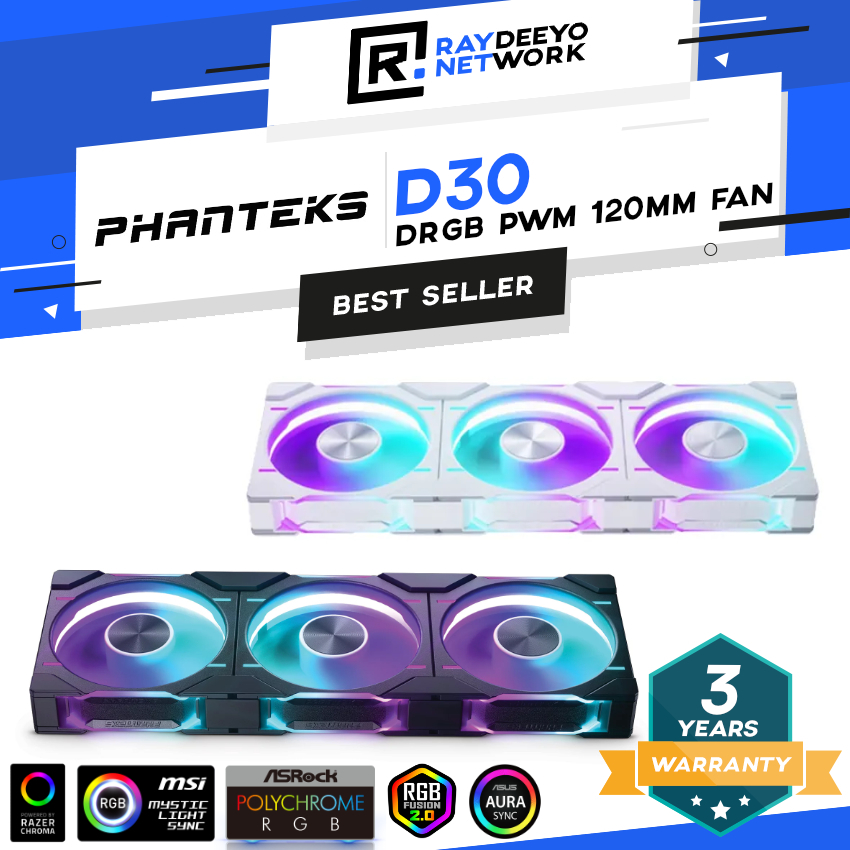 Phanteks D30 120mm PWM Fan DRGB Premium Case Fans [Connect up to 4 D30 ...