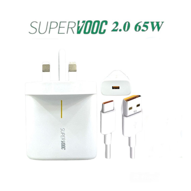 OPPO 80W SUPER VOOC Charger VOOC 3.0 Adapter With Type-C USB Cable support Fast Charge Reno 8/8 ...